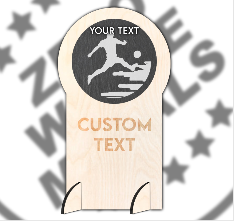 Wood and Slate Football Trophy Type 1 – Zero Waste Medals